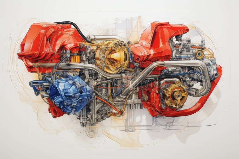 Vibrant Abstract Technical Drawing Featuring Curves and Connected ...