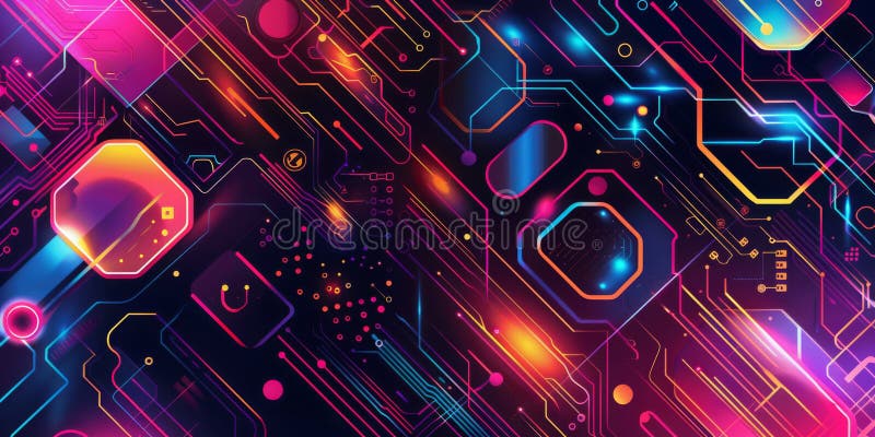 A Vibrant Abstract Technology Background Characterized by Neon Colors ...