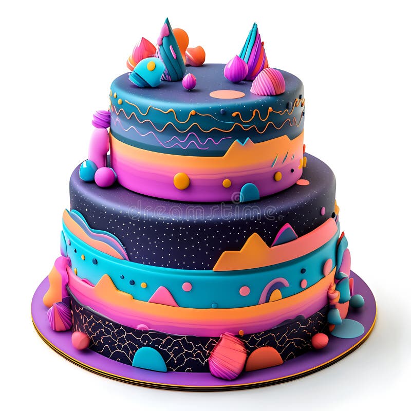 Colorful Abstract Cake Design for Parties Stock Illustration ...
