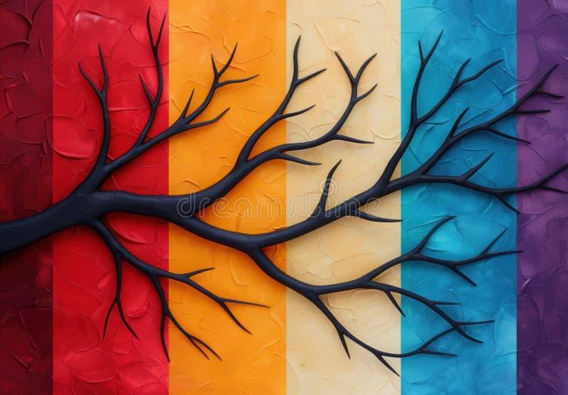 Vibrant Abstract Tree Branches Painting Stock Illustration ...
