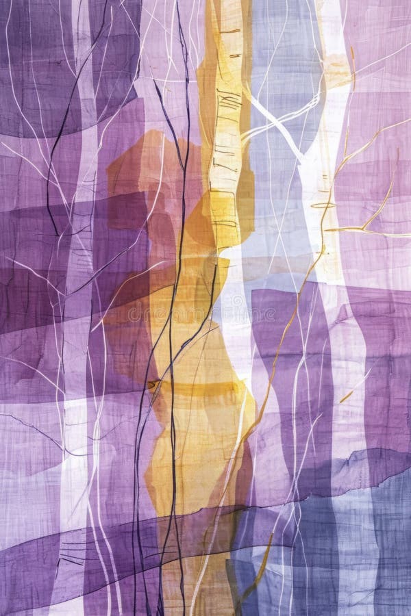 Vibrant Abstract Tree Silhouettes with Purple Hues Stock Illustration ...