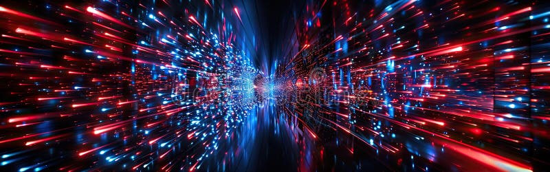 Vibrant Tunnel of Dynamic Neon Lights with Abstract Red and Blue ...