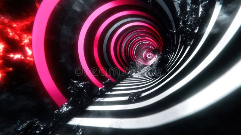 A Vibrant, Abstract Tunnel Featuring Alternating Pink and Black Stripes ...
