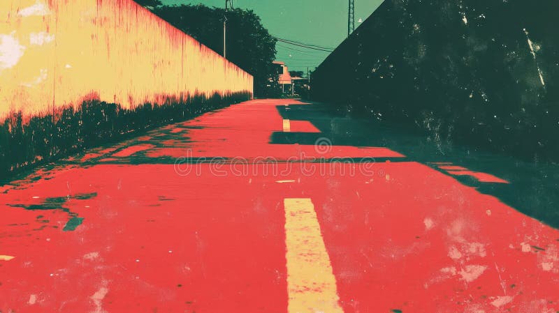 A Vibrant, Abstract View of a Pathway with a Striking Color Palette and ...