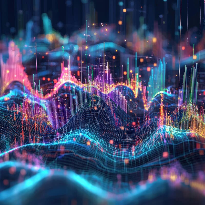 Vibrant Abstract Visualization of Sound Waves Featuring Colorful Peaks ...