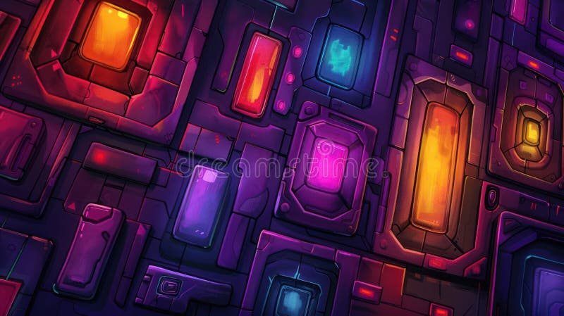 A Vibrant, Abstract Wall Design Featuring Glowing, Multicolored Shapes ...