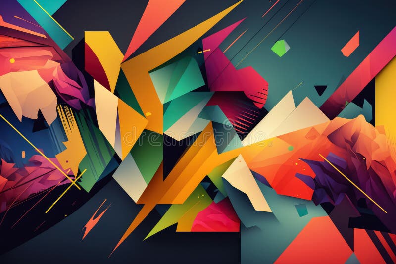 Vibrant Abstract Wallpaper Design Featuring a Combination of Geometric ...