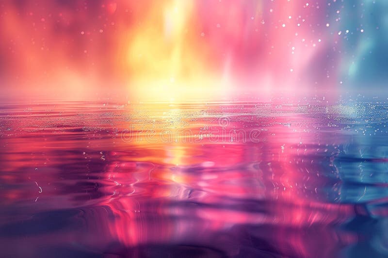 Vibrant Abstract Water Reflection with Gradient Colors Stock ...