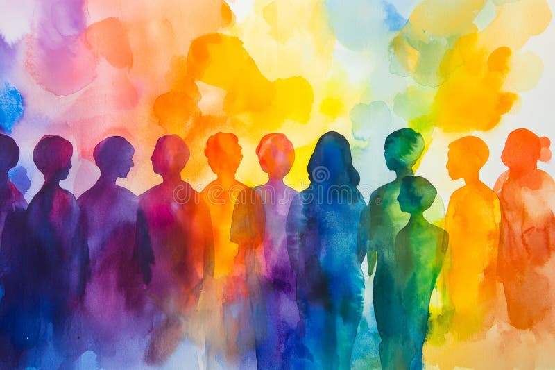 Vibrant Abstract Watercolor Artwork Showcasing Unity among a Diverse ...