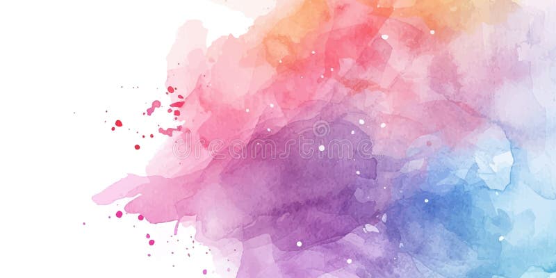 Abstract Watercolor Background with Splashes, Header with Copy Space ...