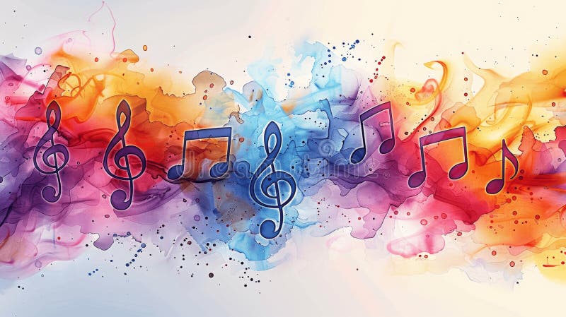Vibrant Abstract Watercolor Musical Notes and Instruments Celebration ...