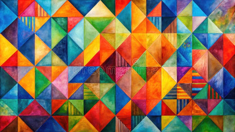 Vibrant Abstract Watercolor Triangle Pattern Featuring a Multitude of ...