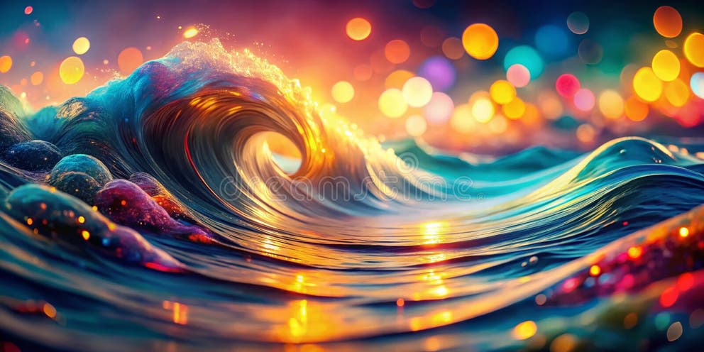 Vibrant Abstract Wave Background with Bokeh a Stunning Visual Effect ...