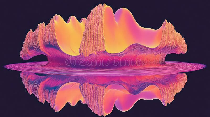 A Vibrant, Abstract Wave-like Structure Reflecting Colors in a Serene ...