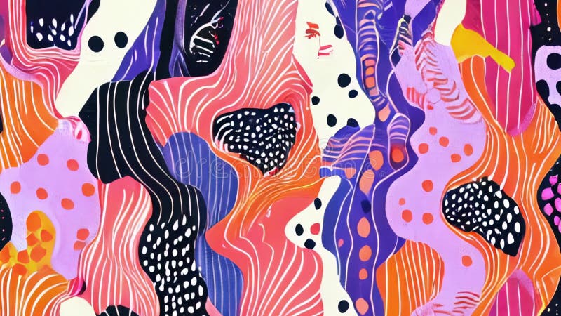 Vibrant Abstract Wave Pattern with Bold Colors and Organic Shapes Stock ...