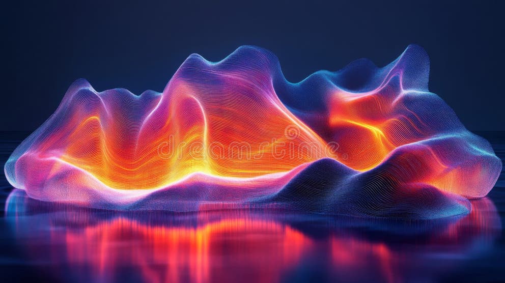 Vibrant Abstract Wave Pattern of Glowing Dots with a Shiny Reflective ...
