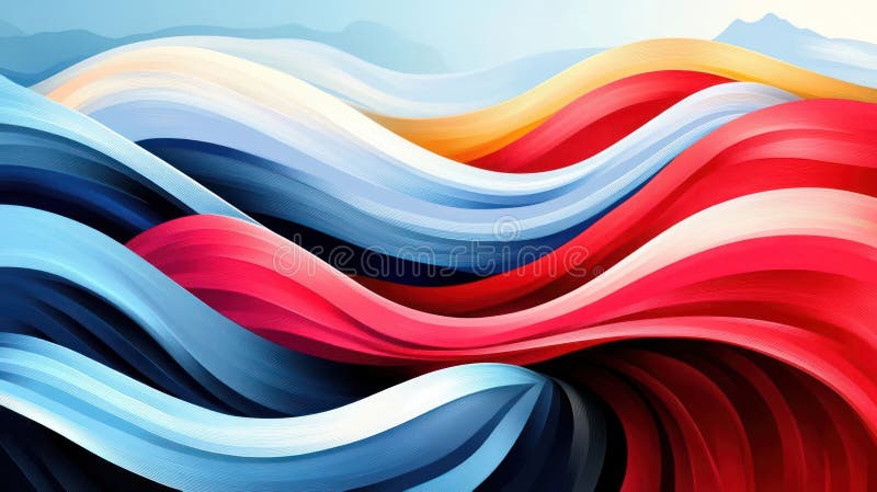 A Vibrant Abstract Wave Pattern in Red, Blue, and White Colors Creating ...