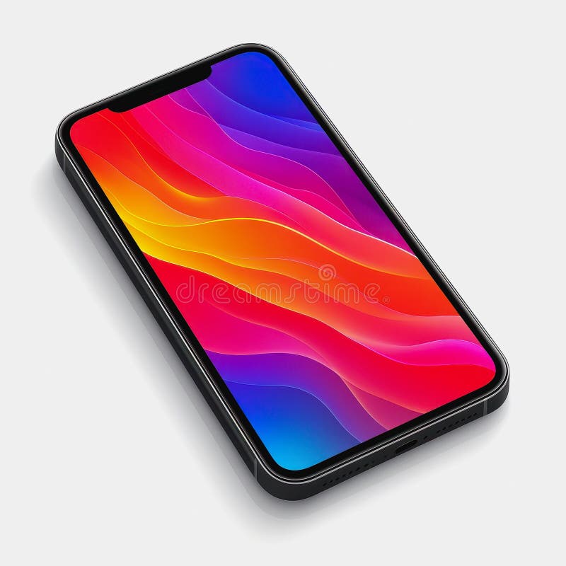 Modern Smartphone Displaying Vibrant Gradient Colors Stock Photos ...