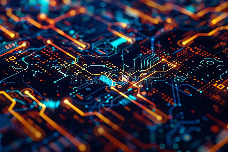 Vibrant Abstract Waves with Circuit Design and Colorful Light Effects ...