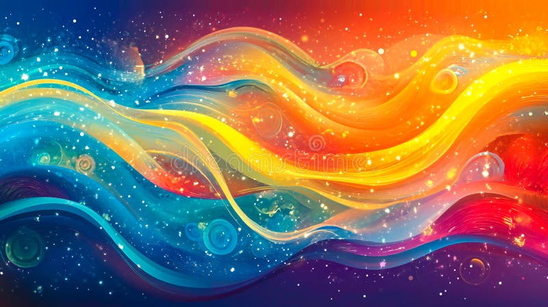 Vibrant Abstract Waves with Cosmic Gradient and Sparkling Details Stock ...
