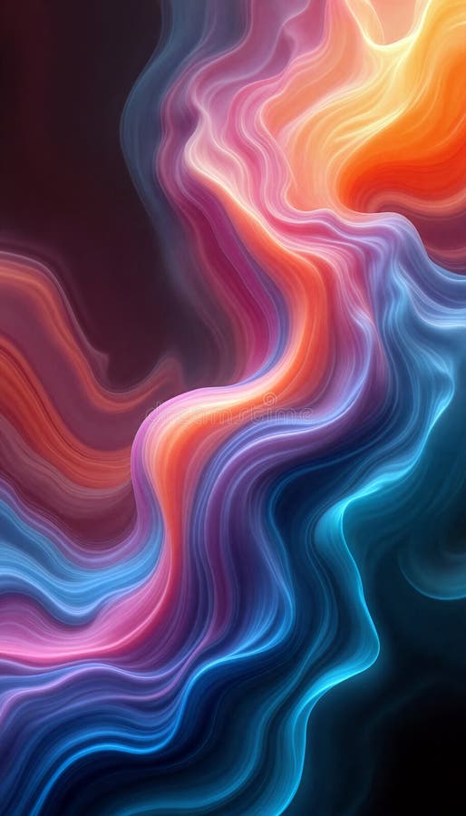 Vibrant Abstract Waves Flow Against a Dark Background Creating a ...