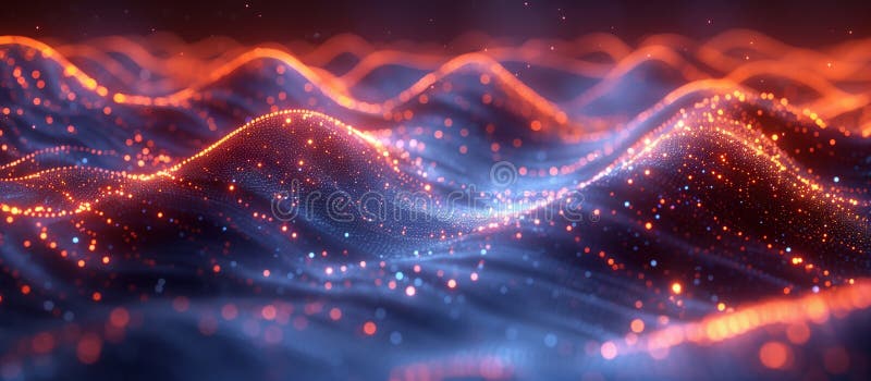 Abstract Art with Red and Blue Lights on a Cosmic Landscape is Visually ...