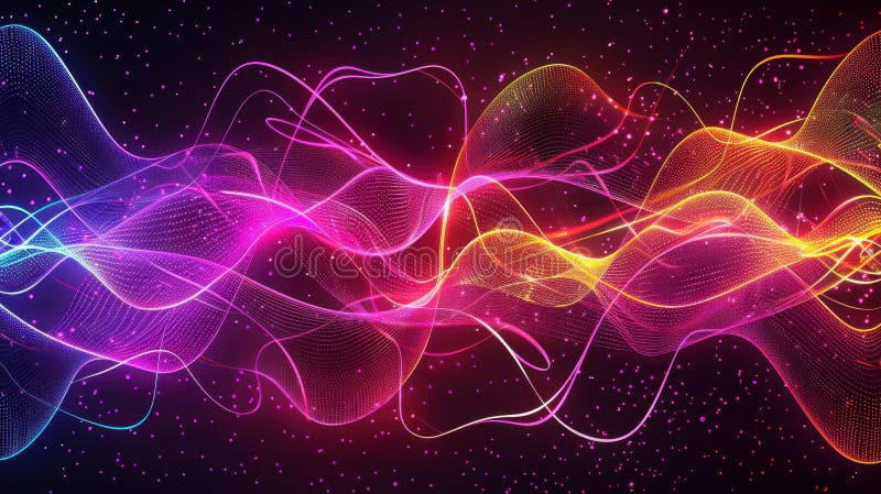 Vibrant Abstract Waves on Neon Gradient Background Stock Image - Image ...