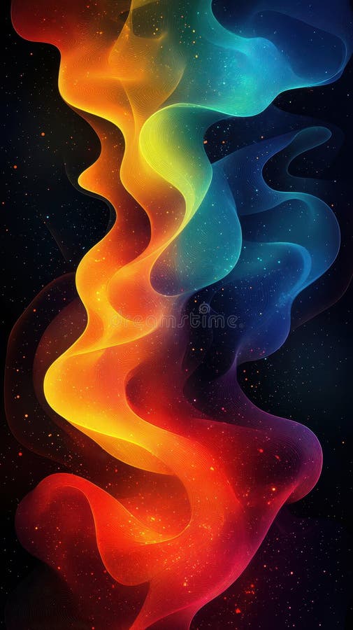 Vibrant Abstract Waves in Psychedelic Colors Creating a Lively ...