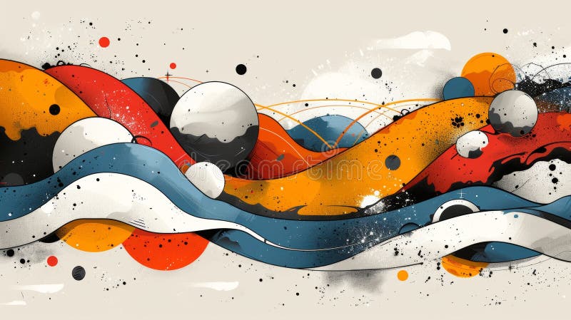 Vibrant Abstract Waves and Spheres Creating a Dynamic Visual Design ...