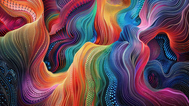 Vibrant Abstract Wavy Lines Art in Multicolor Stock Image - Image of ...