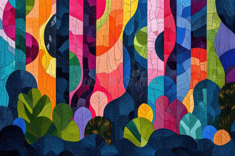 Vibrant Abstraction in Suburban Serenity Stock Illustration ...