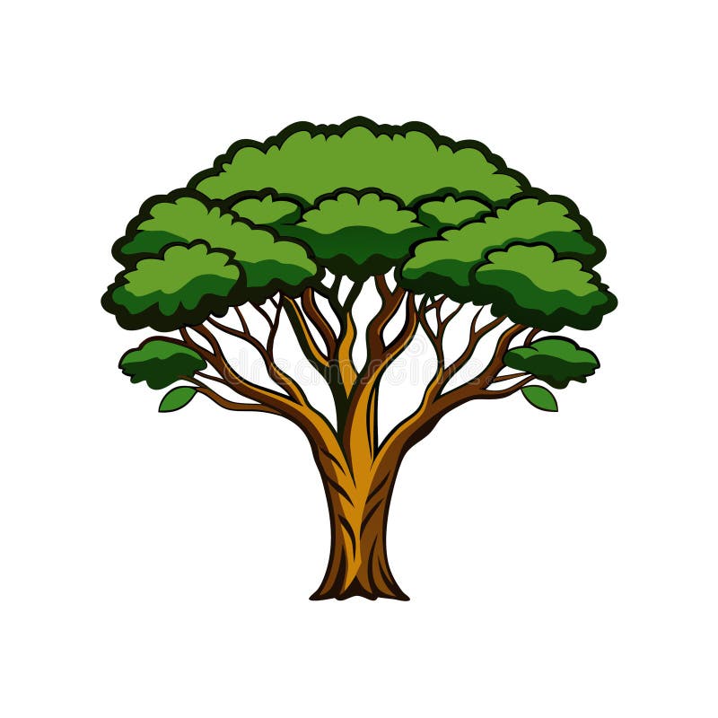 Vibrant Acacia Tree Design with Bold Outlines Stock Illustration ...