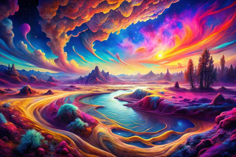 Vibrant Acid Dream Swirl a Psychedelic Visual Feast for Backgrounds ...