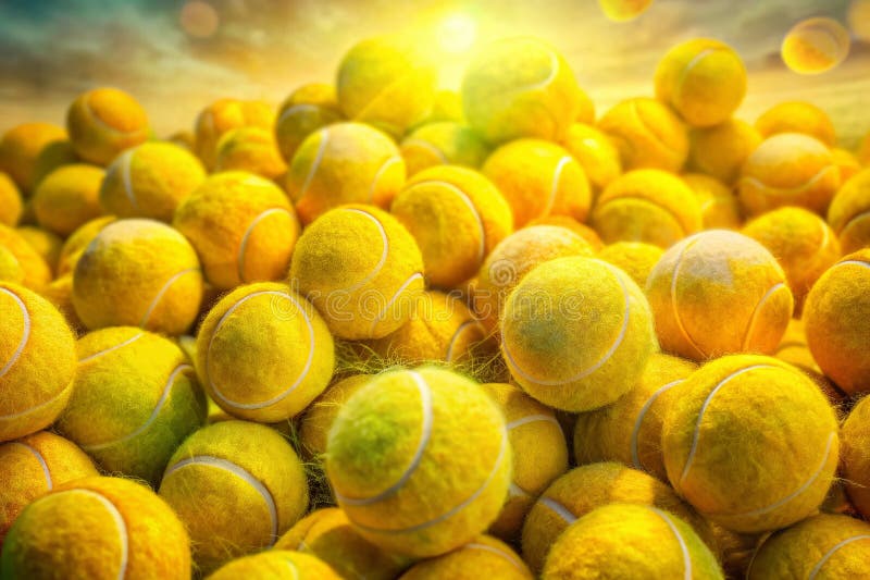 Vibrant Acid Yellow Tennis Balls a Double Exposure 3D Render Exploding ...