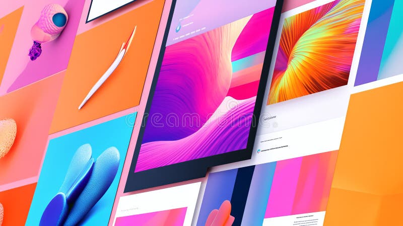 A Vibrant Ad Creation Tool Interface with Colorful Templates on Stock ...