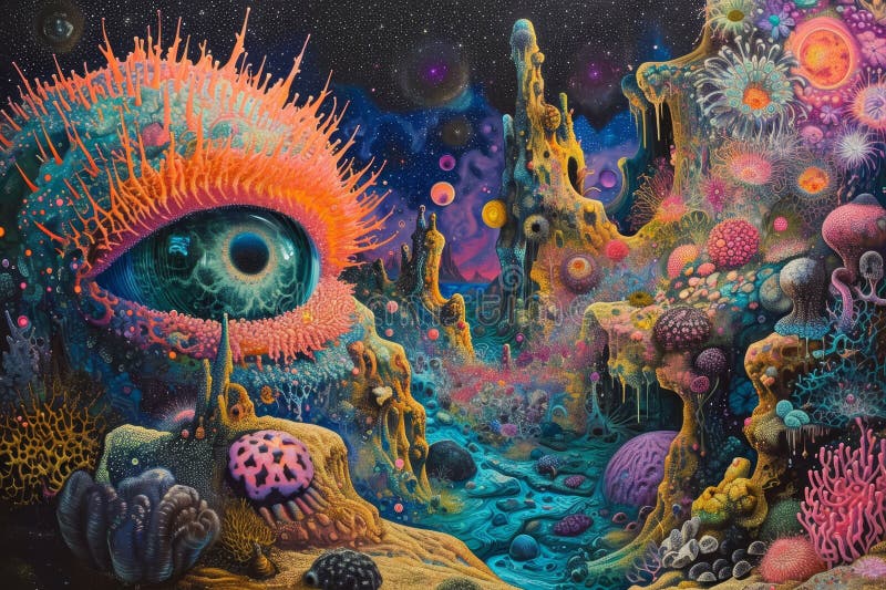 Vibrant Adventure into the Unknown Stock Illustration - Illustration of ...