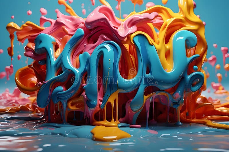 A Vibrant Advertisement Using 3D Liquid Fonts that Appear To Drip Stock ...