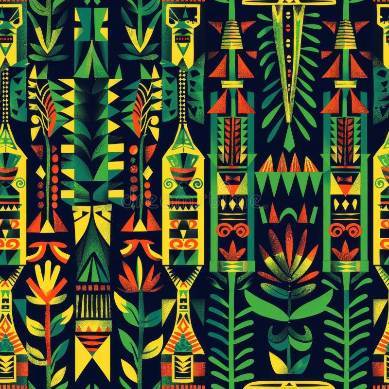 Vibrant African Inspired Pattern with Tribal Motifs Stock Photo - Image ...