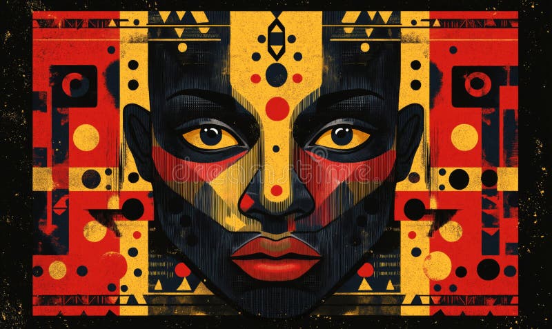 Vibrant African-inspired Portrait with Bold Colors and Geometric ...
