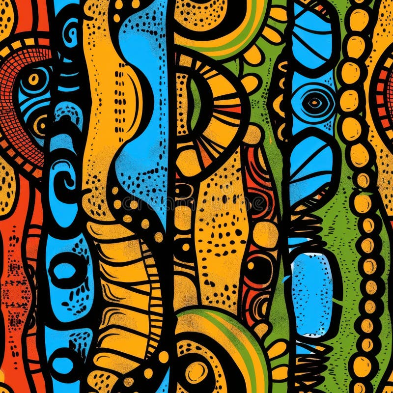Vibrant African Inspired Tribal Pattern Artwork Stock Photo - Image of ...
