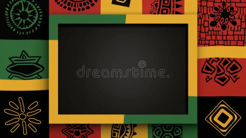 Vibrant African Pattern Border with Central Black Frame Stock Image ...
