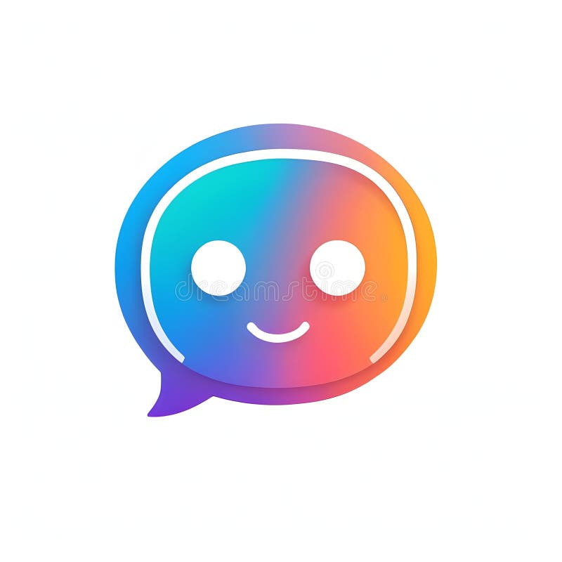 Colorful Smiling Chatbot Icon - Friendly AI Face Logo with Gradient ...