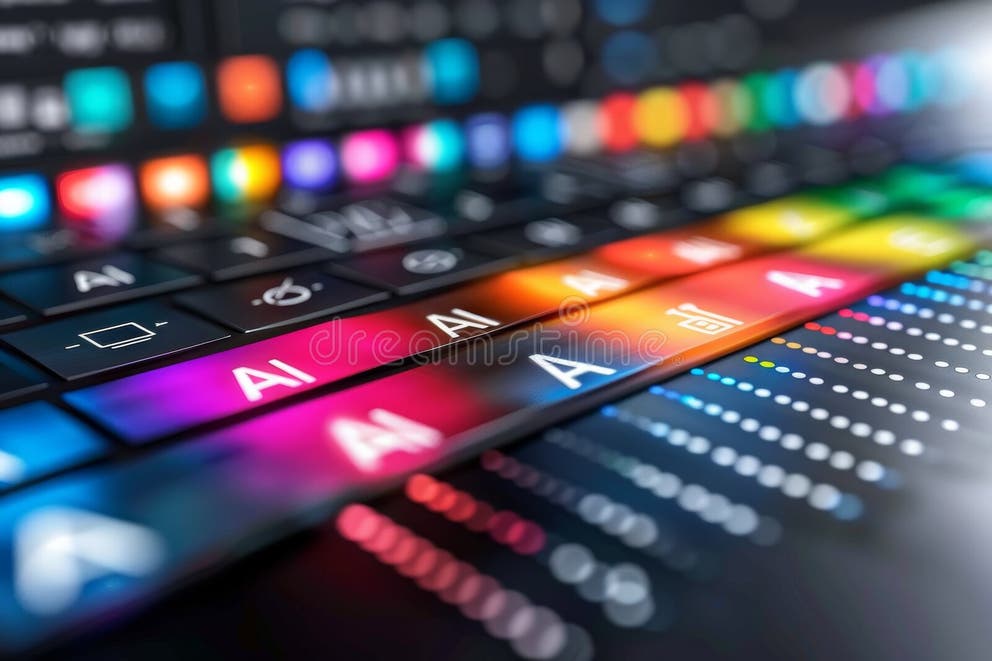 Vibrant AI Interface with Colorful Buttons Futuristic Technology Modern ...