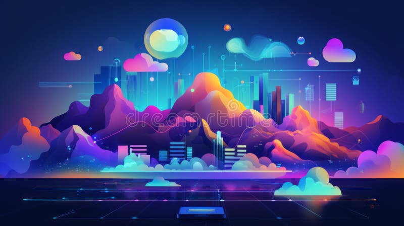 Vibrant Ai Landscape Background Stock Illustration - Illustration of ...