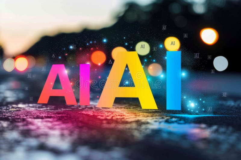 Vibrant AI Letters in Colorful Digital Environment Stock Illustration ...