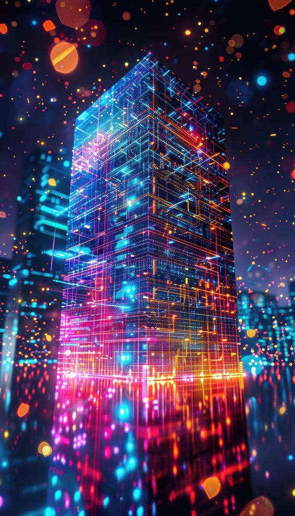 Vibrant AI Server Tower Representing Computational Power and Machine ...