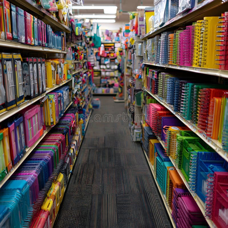 Vibrant Aisle Filled with Colorful School Supplies and Classroom ...