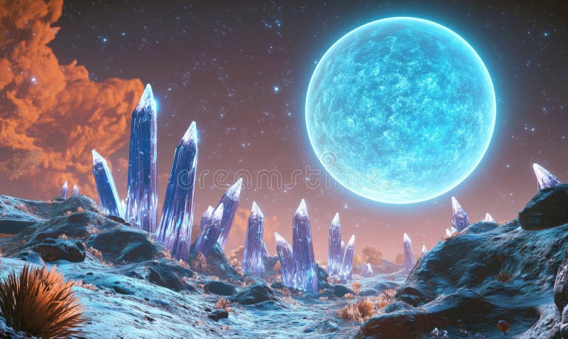 Vibrant Alien Landscape Featuring Towering Crystalline Structures Under ...