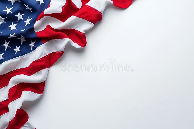 Vibrant American Flag Banner on White Background Perfect for Digital ...