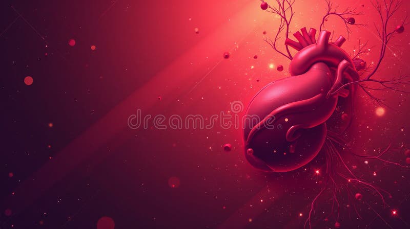 A Vibrant, Anatomically Detailed Heart Artwork Illuminated by a Radiant ...